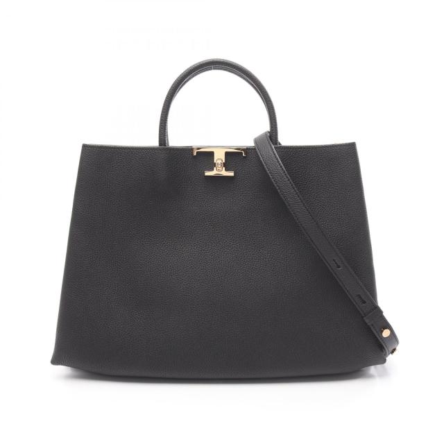 トッズ TOD？S Tタイムレス ショッピングバッグ ミディアム トートバッグ バッグ レザー レディース ブラック系 XBWTSQF0350XWZB999 【中古】