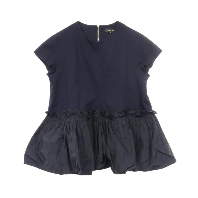 ドゥロワー Drawer ペプラム ブラウス 衣料品 トップス コットン ナイロン / ポリエステル レディース ネイビー系 【中古】