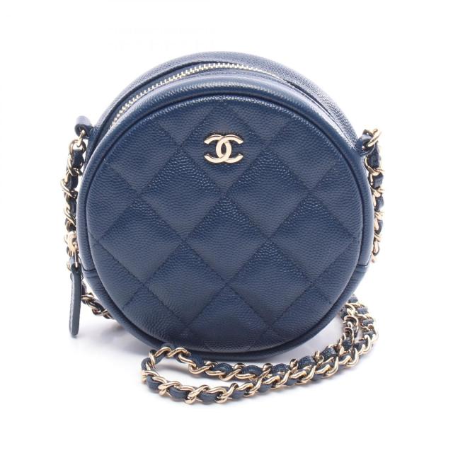 シャネル CHANEL マトラッセ ラウンド ミニ ショルダーバッグ バッグ キャビアスキン(グレインドカーフ) レディース ネイビー系 【中古】