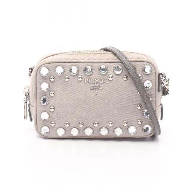 プラダ PRADA ショルダーバッグ バッグ キャンバス サフィアーノレザー レディース グレー系 1N1674 【中古】