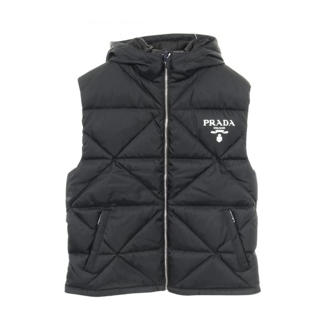 プラダ PRADA Re-Nylon ダウンベスト 衣料品 アウター ナイロン メンズ ブラック系 【中古】