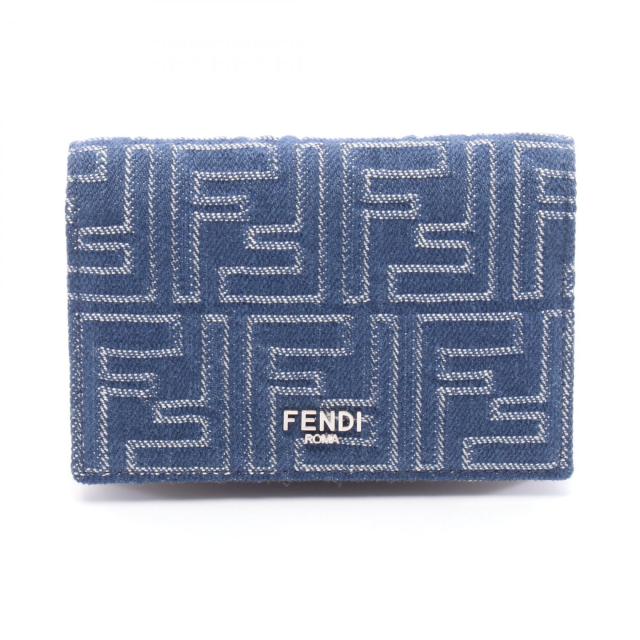 フェンディ FENDI カードケース アクセサリー デニム レザー メンズ ネイビー系 / ブラウン系 7M0222AUGOF1SCG 【新品】