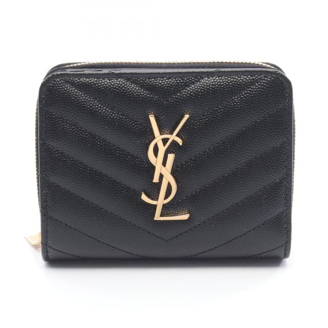 サンローランパリ SAINT LAURENT PARIS モノグラム 二つ折り財布 財布 レザー レディース ブラック系 668288BOW011000 【新品】