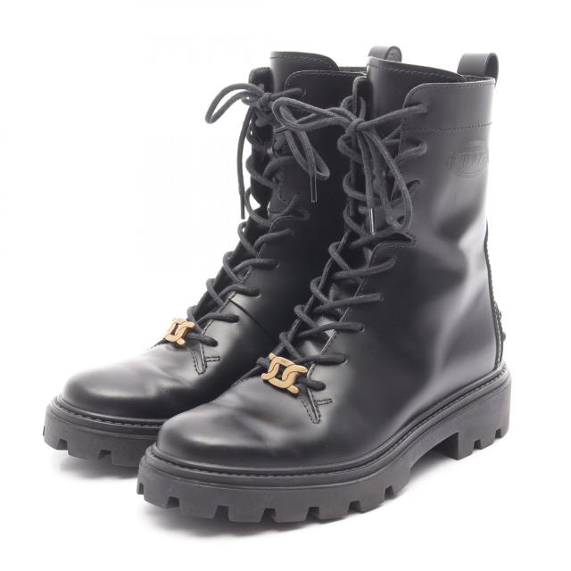 トッズ TOD？S コンバット ブーツ 靴 レザー レディース ブラック系 【中古】