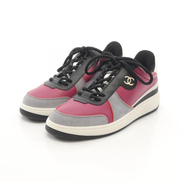 シャネル CHANEL ココマーク スニーカー 靴 レザー ファブリック レディース ブラック系 / ピンク系 / マルチカラー G45212 【中古】