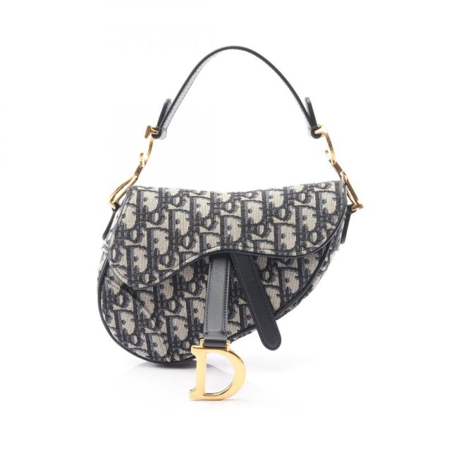 ディオール Dior SADDLE サドル オブリーク ハンドバッグ バッグ キャンバス レザー レディース ベージュ系 / ネイビー系 M0447CTZQ_M928 【中古】