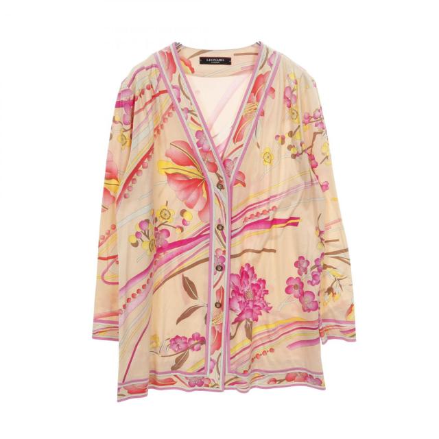 レオナールファッション LEONARD FASHION カーディガン 衣料品 トップス コットン レディース ベージュ系 / ピンク系 / マルチカラー 359604 【中古】