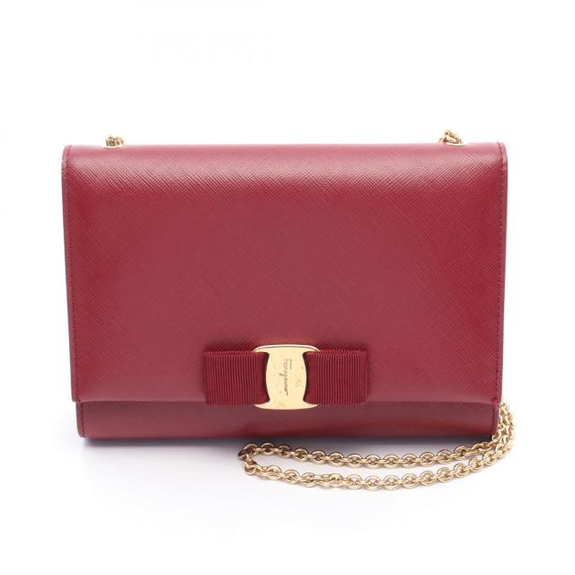 サルヴァトーレフェラガモ Salvatore Ferragamo ヴァラリボン ショルダーバッグ バッグ レザー レディース レッド系 【中古】
