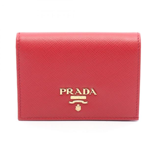 プラダ PRADA 二つ折り財布 財布 サフィアーノレザー レディース レッド系 1MV021 【中古】