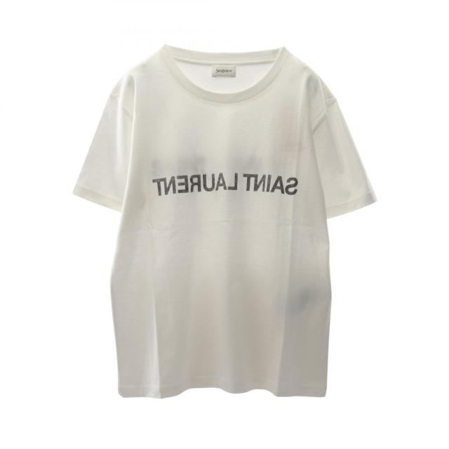 サンローランパリ SAINT LAURENT PARIS リバースロゴ 半袖Tシャツ 衣料品 トップス コットン レディース ホワイト系 665234Y37AW9744M 【新品】
