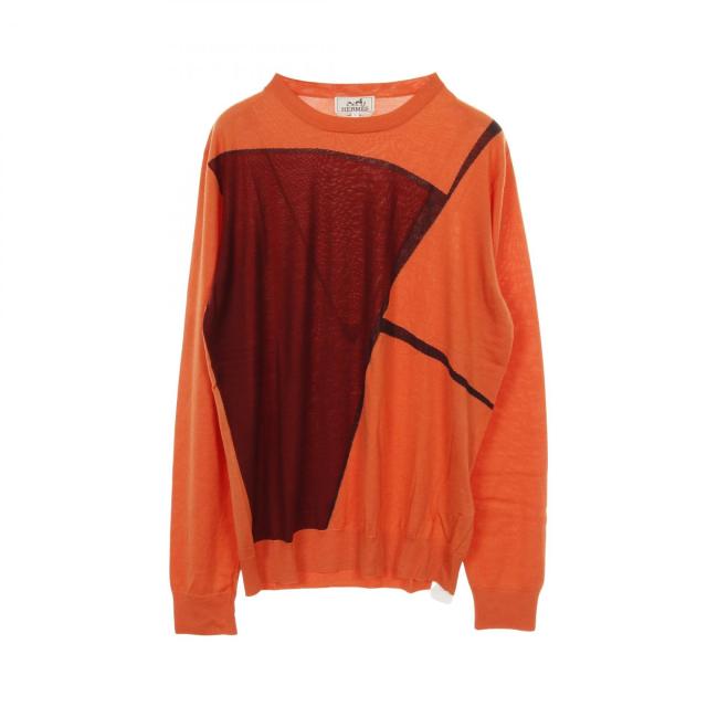 エルメス HERMES ニット 衣料品 トップス カシミヤ シルク シルク メンズ オレンジ系 / ボルドー系 【中古】