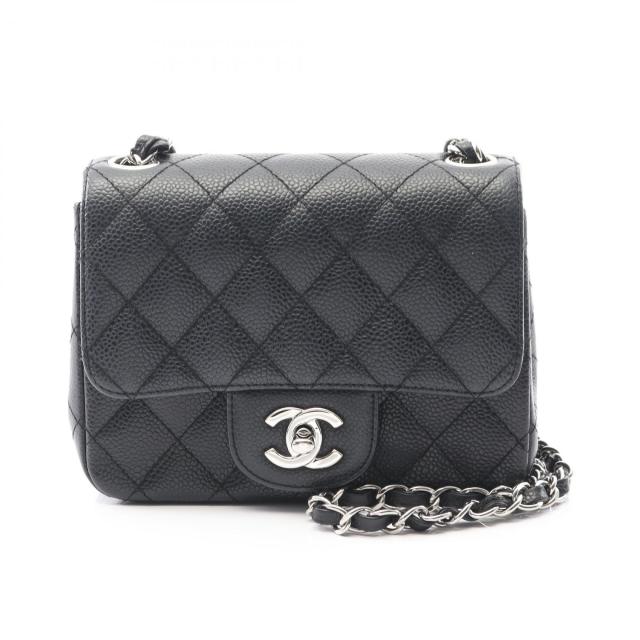 シャネル CHANEL ミニ　マトラッセ ショルダーバッグ バッグ レザー グレインドカーフスキン レディース ブラック系 【中古】