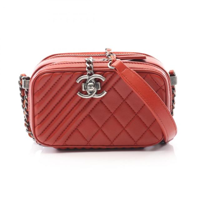 シャネル CHANEL ココボーイ ショルダーバッグ バッグ レザー レディース ボルドー系 【中古】