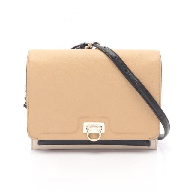 サルヴァトーレフェラガモ Salvatore Ferragamo ガンチーニ ショルダーバッグ バッグ レザー レディース ベージュ系 / ブラック系 / アイボリー系 21 H984 【中古】