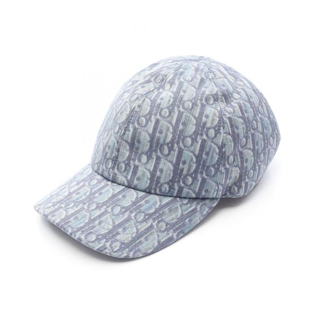 ディオール Dior ディオールオブリーク コットンツイル キャップ 帽子 キャンバス メンズ ブルー系 593C913A3016C585L 【新品】