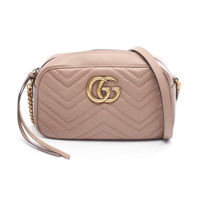 グッチ GUCCI GGマーモント ショルダーバッグ バッグ レザー レディース ピンク系 447632 【中古】