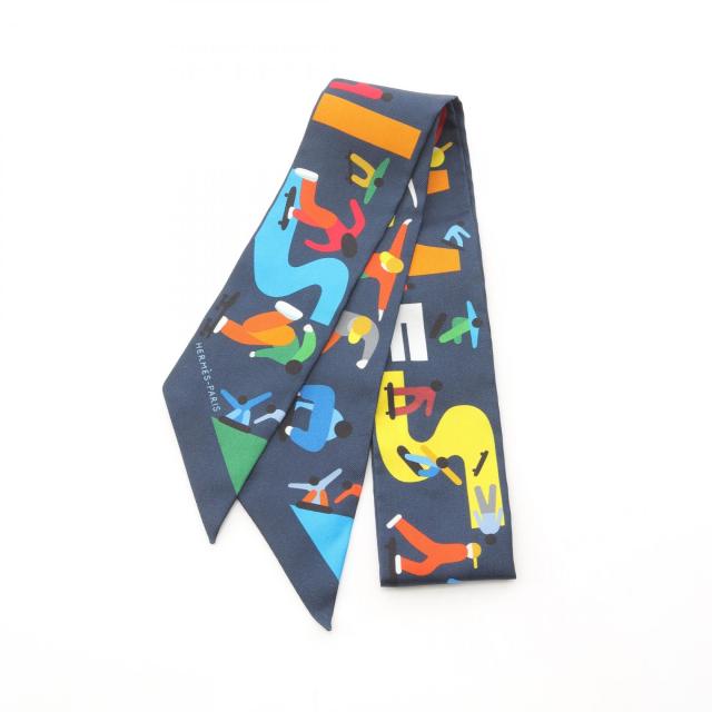 エルメス HERMES ツイリー Figures Libres スカーフ 衣料品 シルク シルク レディース ネイビー系 / マルチカラー 【中古】