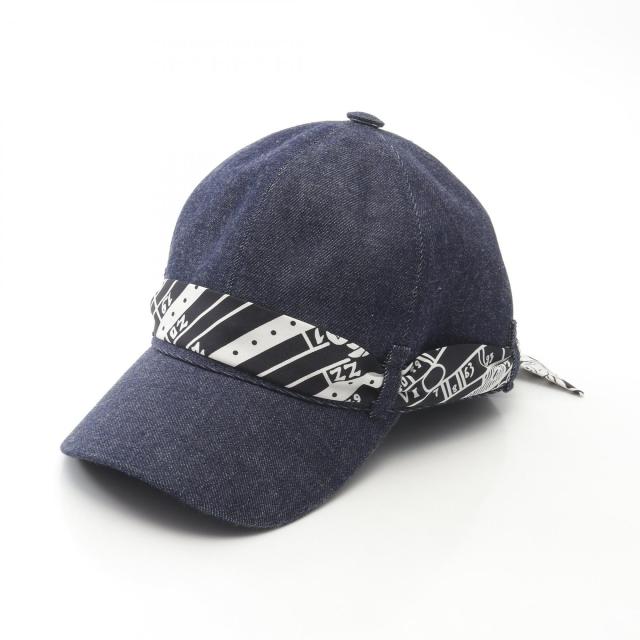 エルメス HERMES オルタンス キャスケット 帽子 コットン レディース ネイビー系 / ブラック系 / ホワイト系 【中古】