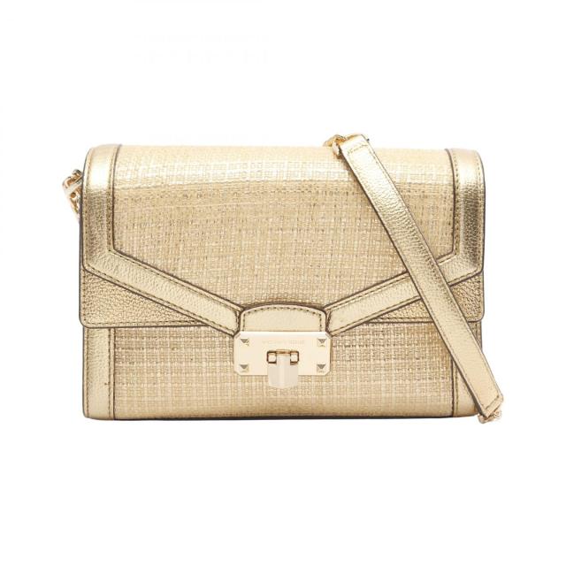 マイケルコース Michael Kors KINSLEY MD ショルダーバッグ バッグ レザー ファブリック レディース ゴールド系 【中古】