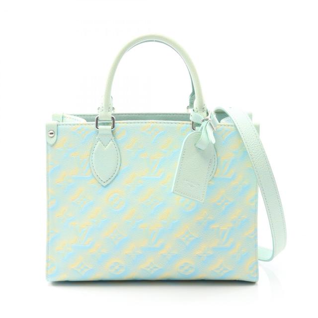 ルイ・ヴィトン LOUIS VUITTON オンザゴーPM モノグラムアンプラント サマースターダスト ヴェールドー ハンドバッグ バッグ レザー モノグラム・アンプラント レディース ブルー系 / イエロー系 M46270 【中古】