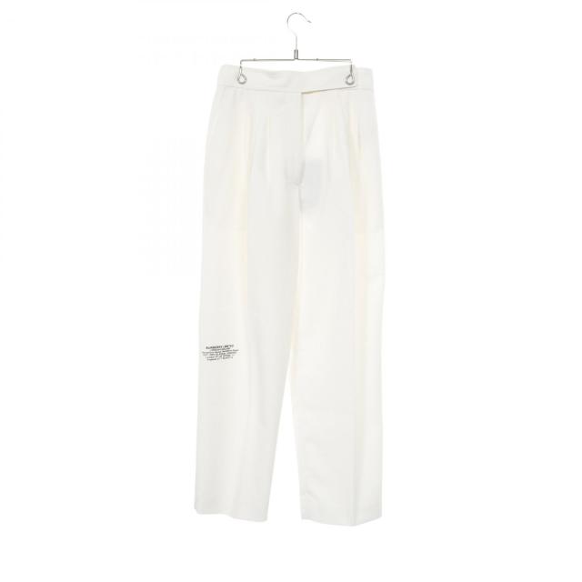 バーバリー BURBERRY ロケーションプリント トラウザーズ パンツ 衣料品 ボトムス ウール ポリエステル レディース ホワイト系 8024476 【中古】