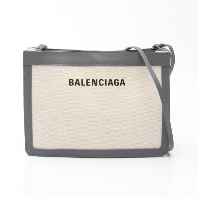 バレンシアガ BALENCIAGA ネイビー ポシェット ショルダーバッグ バッグ キャンバス レザー レディース アイボリー系 / グレー系 339937 【中古】