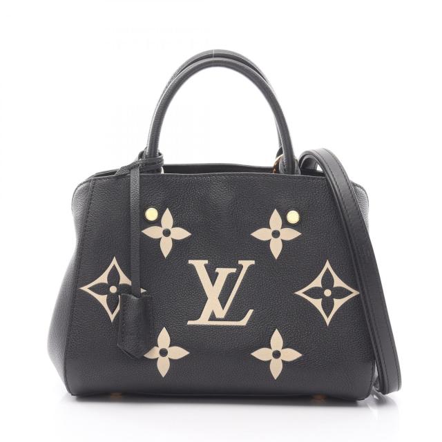 ルイ・ヴィトン LOUIS VUITTON モンテーニュBB ハンドバッグ バッグ レザー モノグラム・アンプラント レディース ブラック系 / ベージュ系 M45778 【中古】
