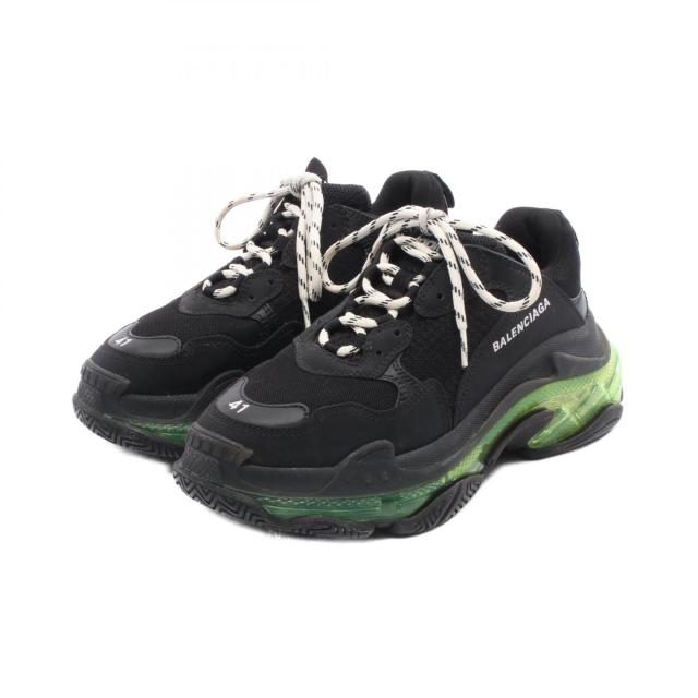 バレンシアガ BALENCIAGA Triple S トリプルS スニーカー 靴 レザー ファブリック メンズ ブラック系 / グリーン系 【中古】