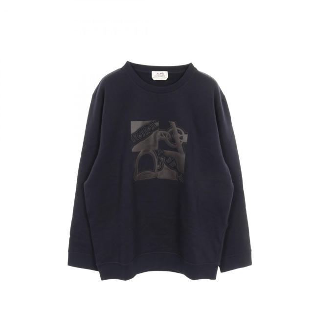 エルメス HERMES llerie au Carre スウェット 衣料品 トップス コットン メンズ ネイビー系 / ブラウン系 【中古】