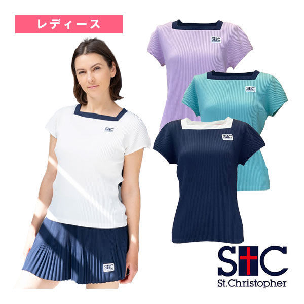[セントクリストファー テニスウェア（レディース） ]クリスタルプリーツスクエアネックゲームシャツ レディース STC-BEW6503