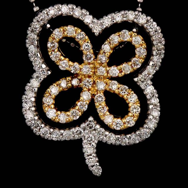 ラソマ LASOMA ダイヤ 0.43/0.39ct ネックレス 46cm K18 WG YG 750 クローバーレディース 90236777 【中古】BJ ネックレス