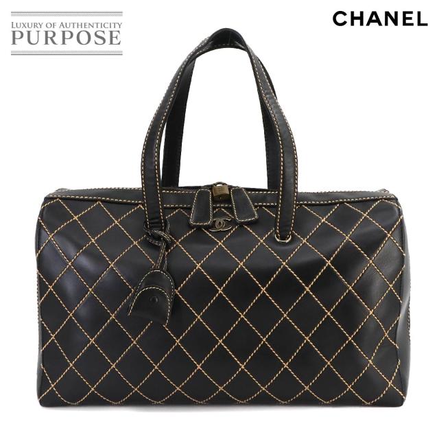 シャネル バッグ ワイルドステッチ ボストン バッグ レザー ブラック ゴールド 金具 レディース 90241380 【中古】ブランド
