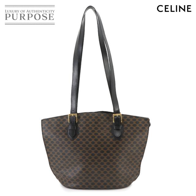 セリーヌ バッグ マカダム柄 トート バッグ PVC レザー ブラック ブラウン ゴールド 金具 レディース 90265160 【中古】ブランド