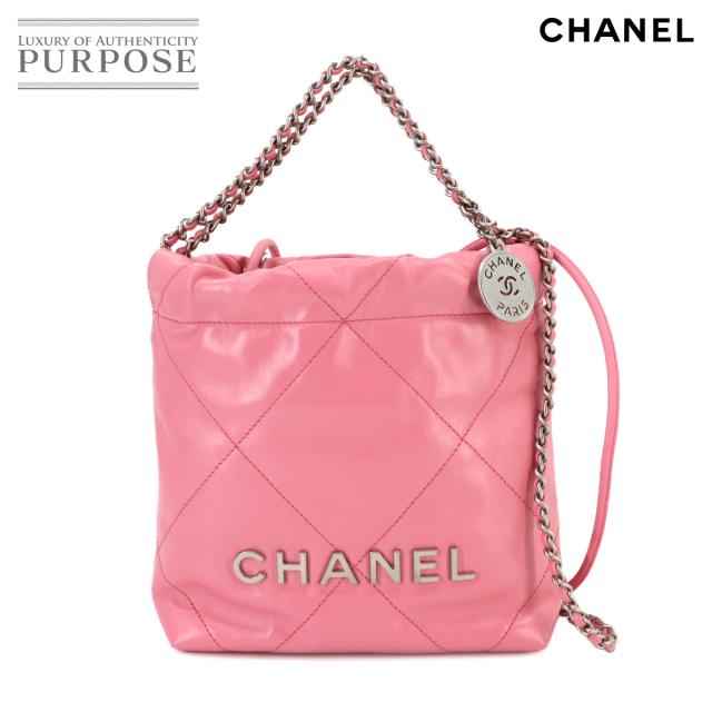 未使用 展示品 シャネル バッグ 22 ミニ 2way チェーン ハンド ショルダー バッグ レザー ピンク レディース 90267041 【中古】ブランド