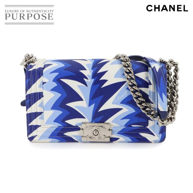 新品同様 シャネル バッグ ボーイシャネル チェーン ショルダー バッグ レザー ブルー ホワイト レディース 90279107 【中古】ブランド