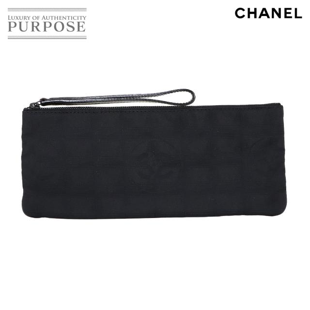 シャネル バッグ ニュートラベルライン ポーチ ナイロンジャガード レザー ブラック A17675 レディース 90280576 【中古】ブランド