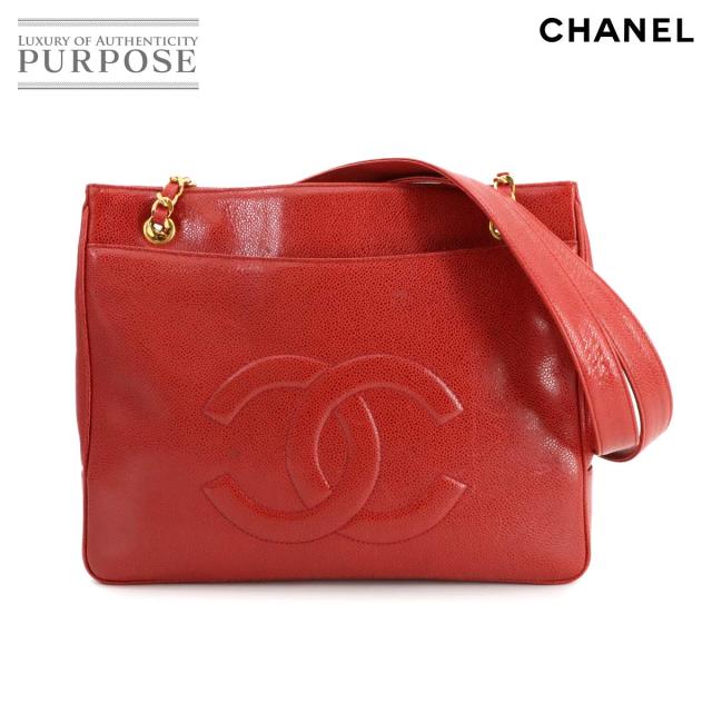 美品 シャネル バッグ チェーン ショルダー バッグ キャビアスキン レッド ゴールド 金具 レディース 90282881 【中古】ブランド