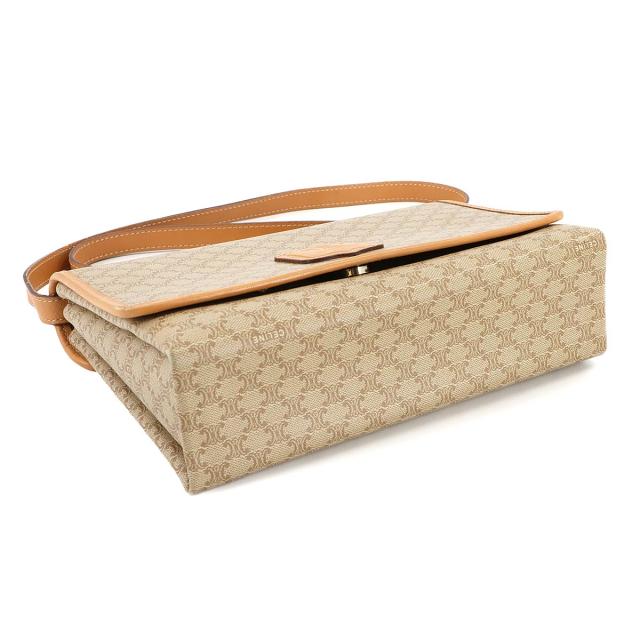 セリーヌ バッグ マカダム柄 ショルダー バッグ PVC レザー ベージュ