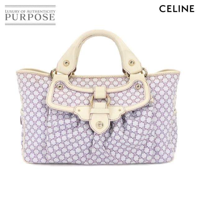 セリーヌ バッグ マカダム ハンド バッグ キャンバス レザー ライトパープル アイボリー レディース 90286233 【中古】ブランド