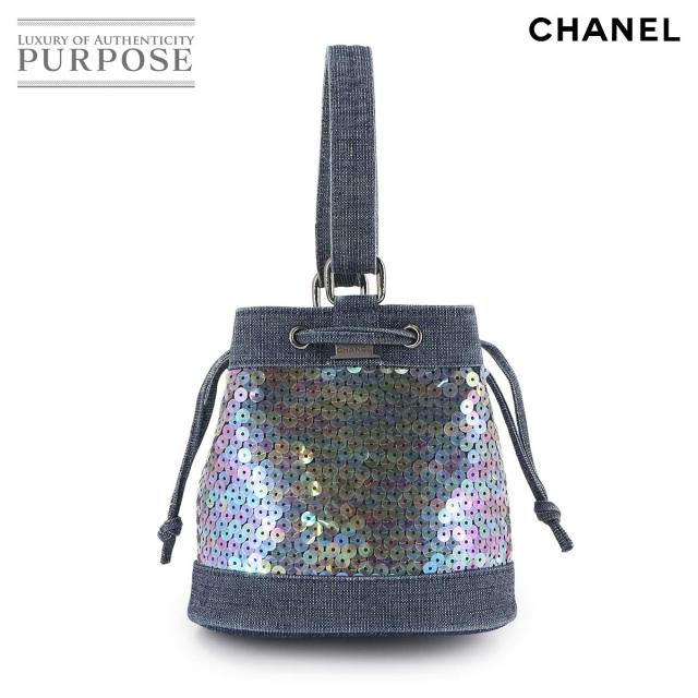 新品同様 シャネル バッグ ミニ バケット ハンド バッグ デニム スパンコール ブルー レディース 90289038 【中古】ブランド