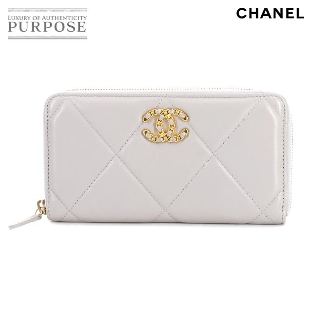 美品 シャネル 財布 CHANEL 19 ラウンドファスナー 長財布 ラムスキン グレー マトラッセ AP1063 レディース 90289204 【中古】ブランド
