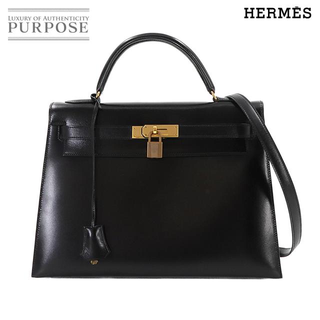 美品 エルメス バッグ ケリー 32 ボックスカーフ ブラック ハンド ショルダー バッグ 〇T刻印 レディース 90290245 【中古】ブランド