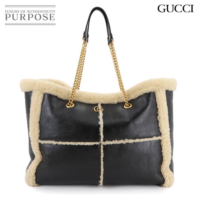 未使用 展示品 グッチ バッグ GGマーモント チェーン トート バッグ レザー シアリング ブラック レディース 90295930 【中古】ブランド