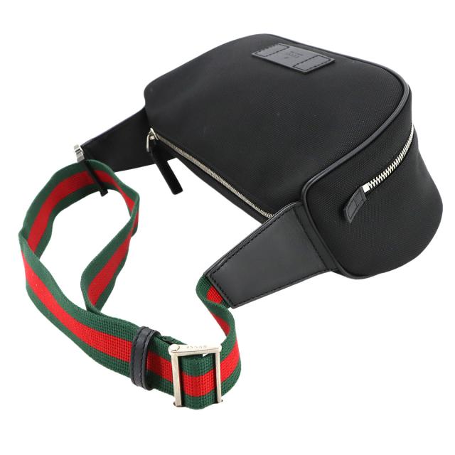 新品同様 グッチ バッグ シェリーライン ウエスト ボディ バッグ ナイロンキャンバス レザー ブラック メンズ 90295969 【中古】ブランド 新品同様 グッチ バッグ シェリーライン ウエスト ボディ バッグ
