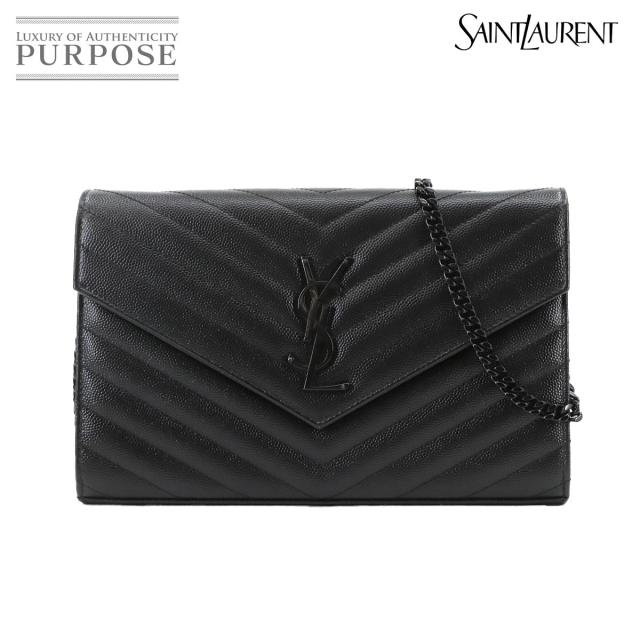 新品同様 サンローラン 長財布 カサンドラ チェーン ウォレット 長財布 レザー ブラック 377828 レディース 90296897 【中古】ブランド