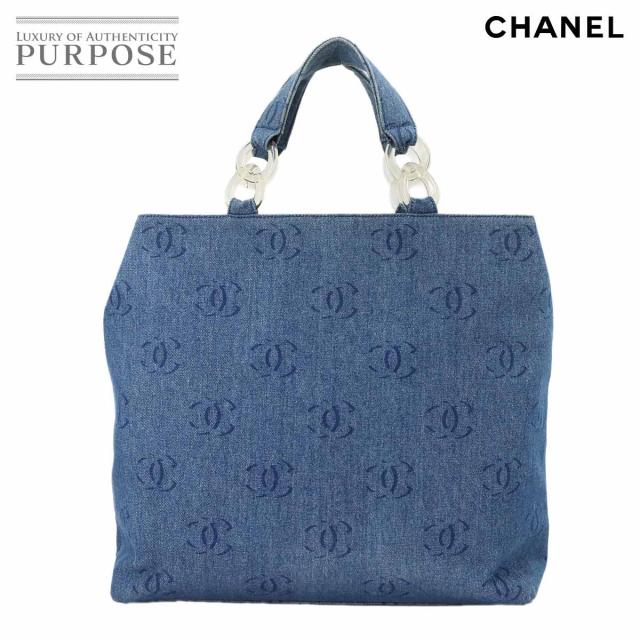 シャネル バッグ プラチェーン トート バッグ デニム ブルー ヴィンテージ シルバー 金具 レディース 90297498 【中古】ブランド