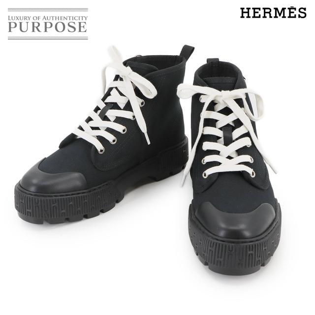 未使用 展示品 エルメス  イティネレール ハイカット スニーカー キャンバス ブラック 38 25.0cm レディース 90299691 【中古】ブランド