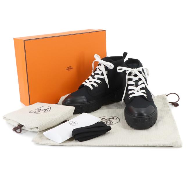 未使用 展示品 エルメス  イティネレール ハイカット スニーカー キャンバス ブラック 38 25.0cm レディース 90299691 【中古】ブランド