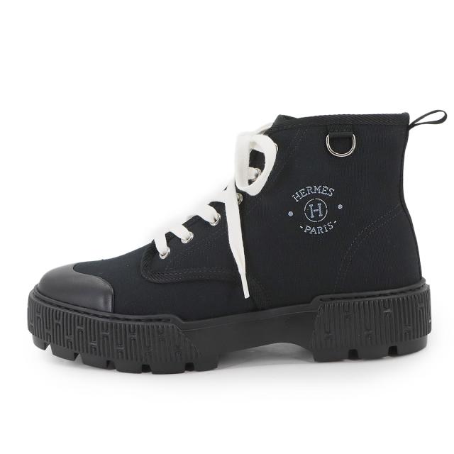 未使用 展示品 エルメス  イティネレール ハイカット スニーカー キャンバス ブラック 38 25.0cm レディース 90299691 【中古】ブランド