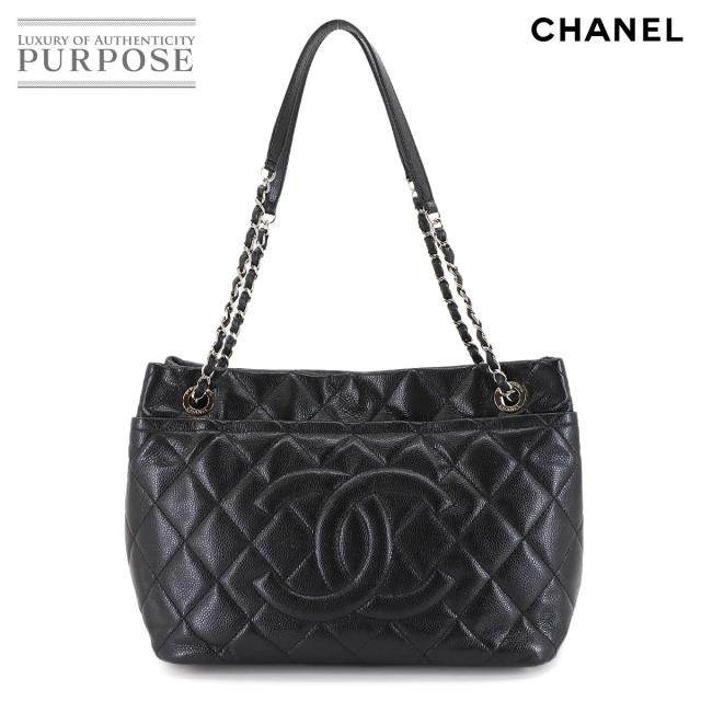 美品 シャネル バッグ マトラッセ チェーン トート バッグ キャビアスキン レザー ブラック レディース 90301444 【中古】ブランド